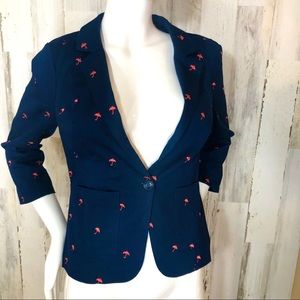 Modcloth | Jackets & Coats | Modcloth Fun Umbrellas Blazer Blue W Coral ...